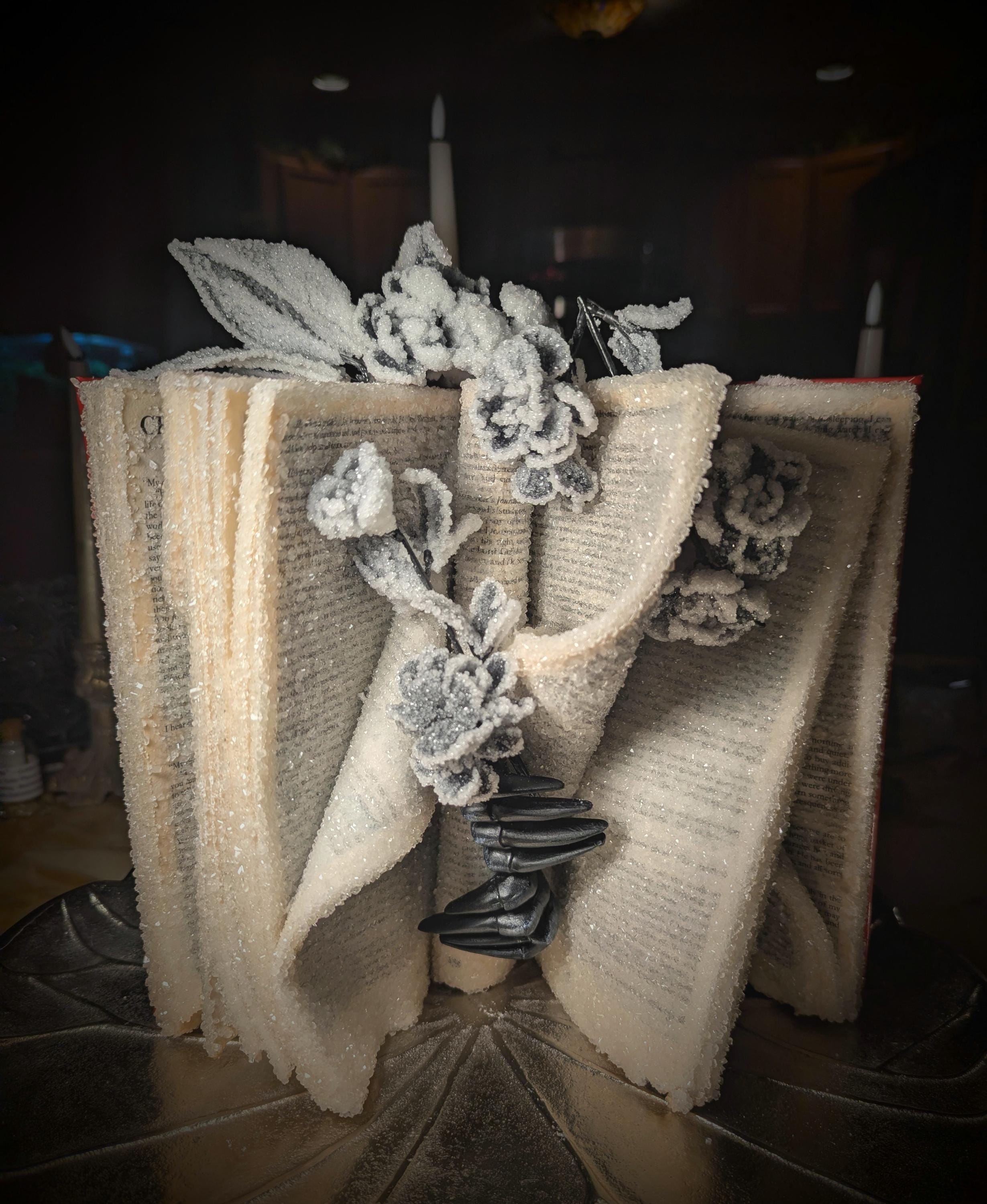 Crystalized Bram Stoker's "dracula" Book With Crystalized Black Flowers ...