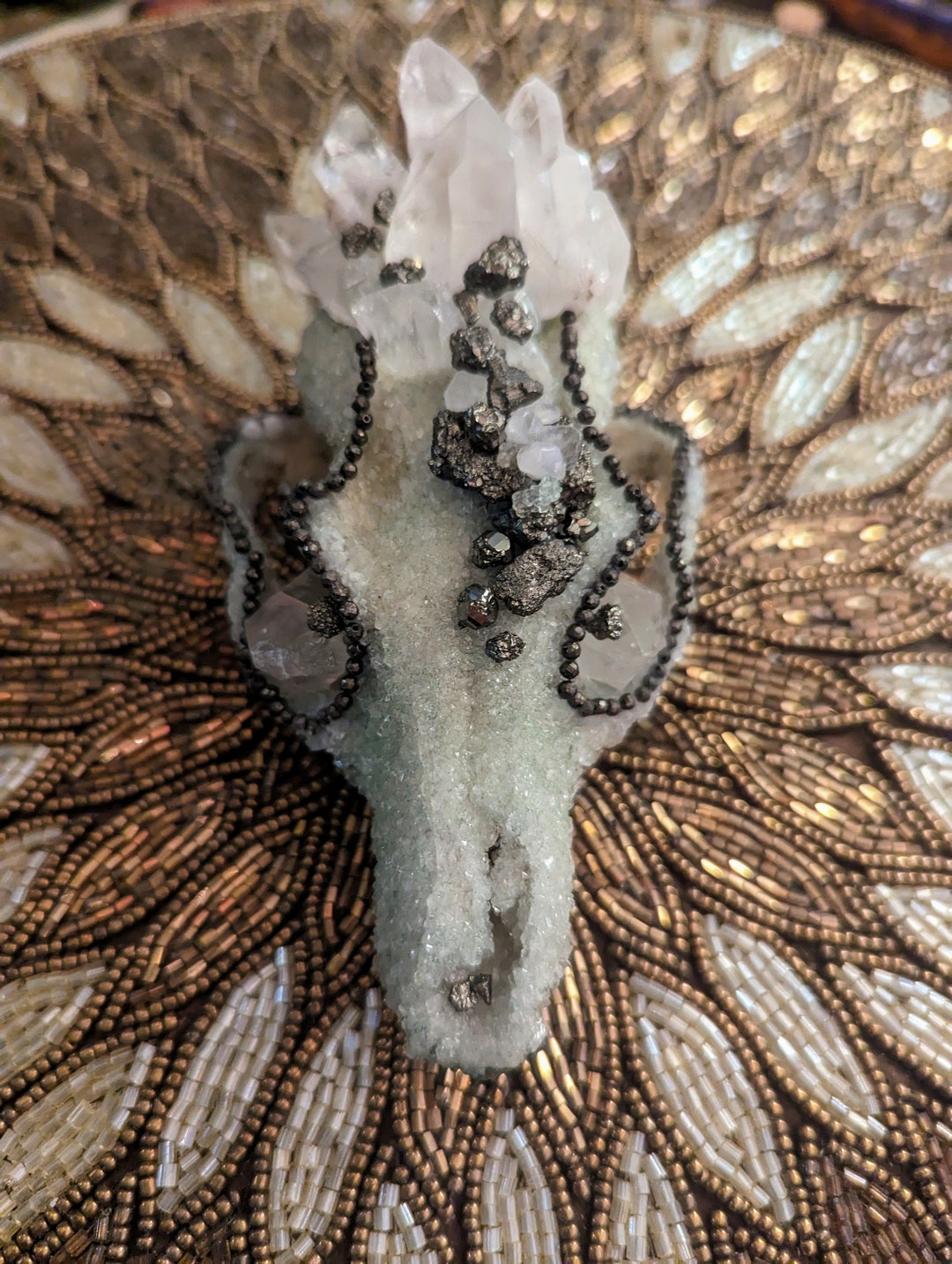 Borax Crystalized Fox Skull With Pyrite and Clear Quartz - Etsy