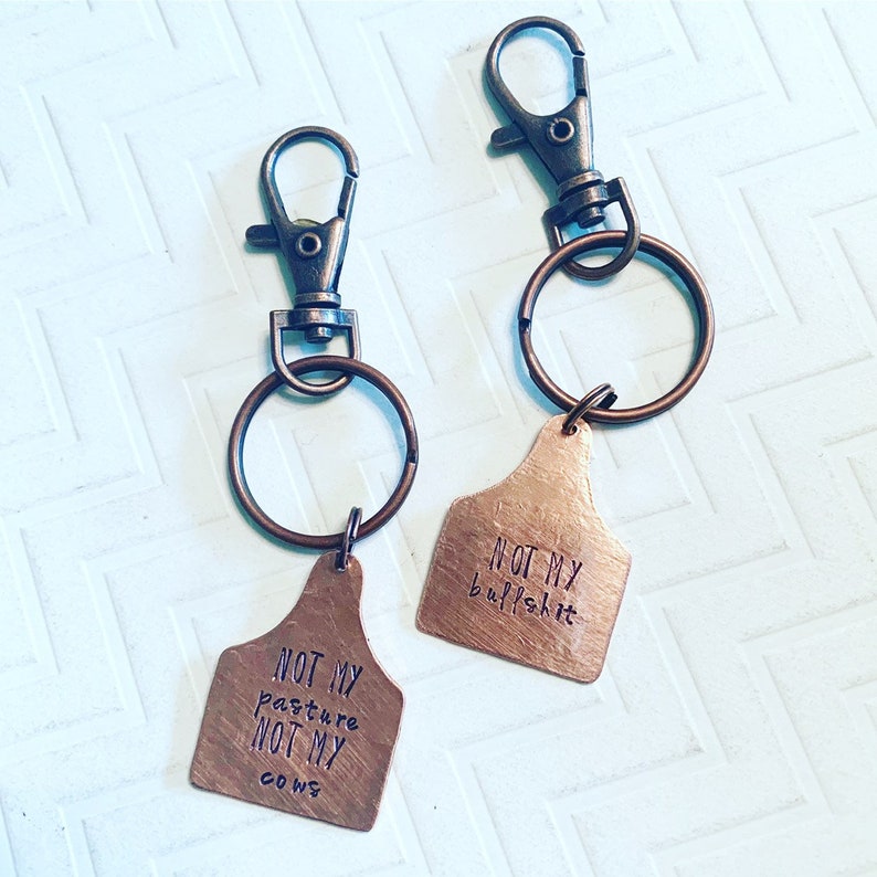 Cow Tag Keychain Gift For Her Christmas Gift Hand | Etsy