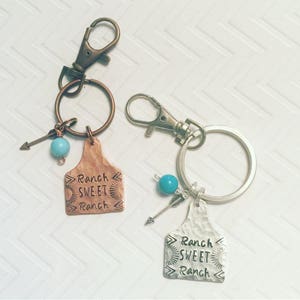 Ranch Sweet Ranch Keychain Cow Tag Keychain Gift for Her New Home Gift ...