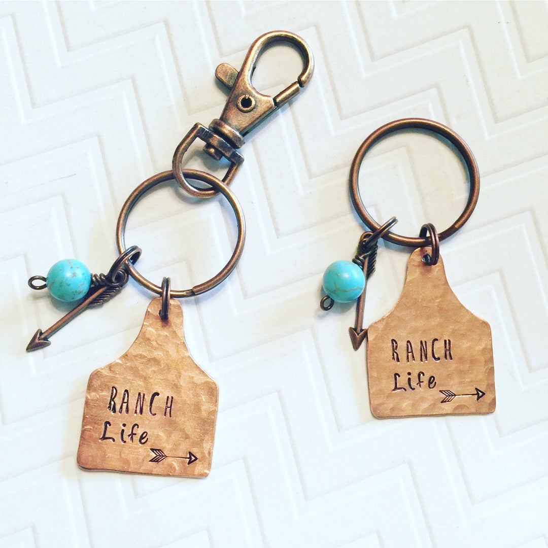 Ranch Life Keychain Cow Tag Keychain Gift for Her Personalized Keychain ...