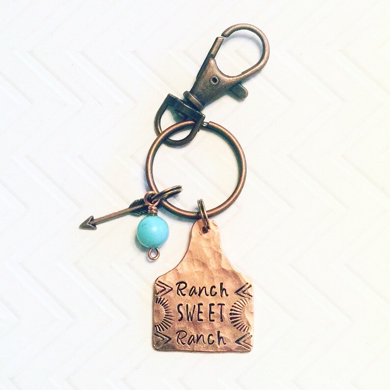Ranch Sweet Ranch Keychain Cow Tag Keychain Gift for Her - Etsy