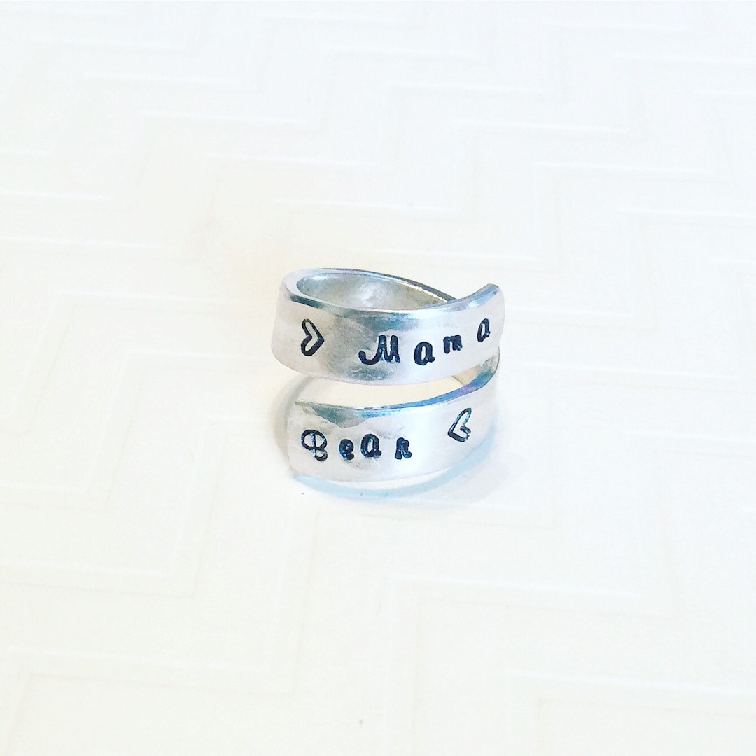 Mama Bär Ring Handgestempelter Ring Personalisierter Ring Geschenk für ...
