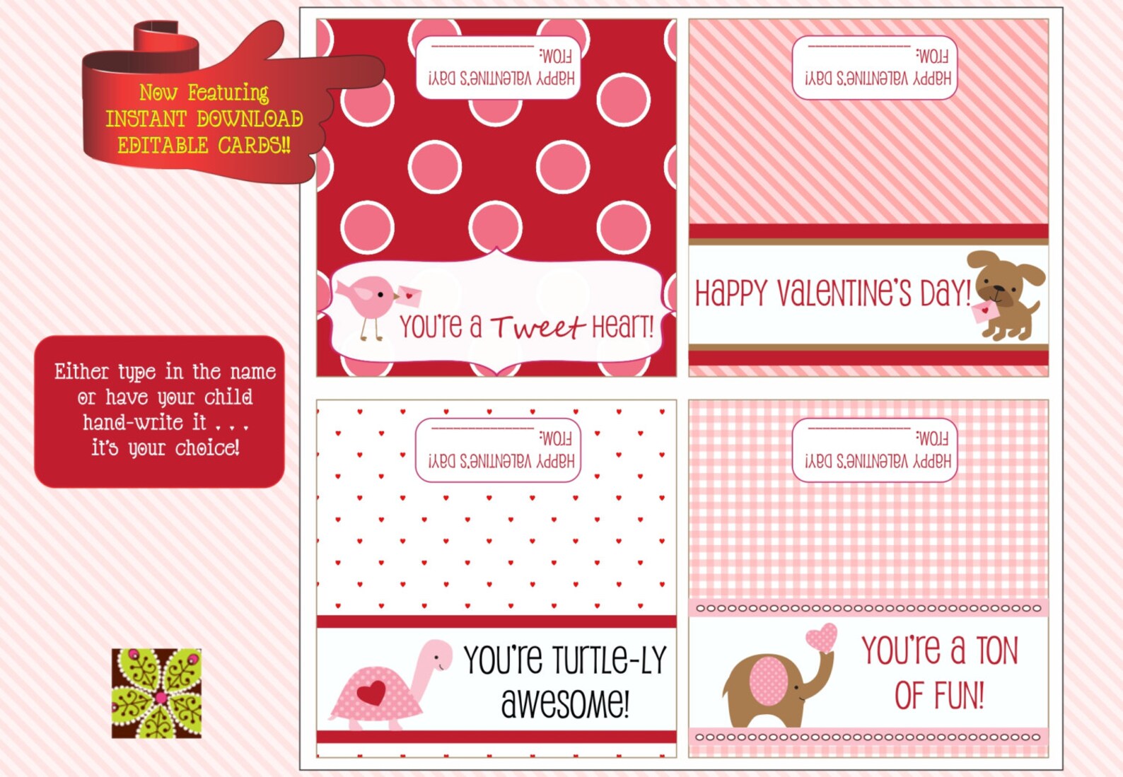 INSTANT DOWNLOAD - EDITABLE Personalized Kids Valentine's Day Treat ...