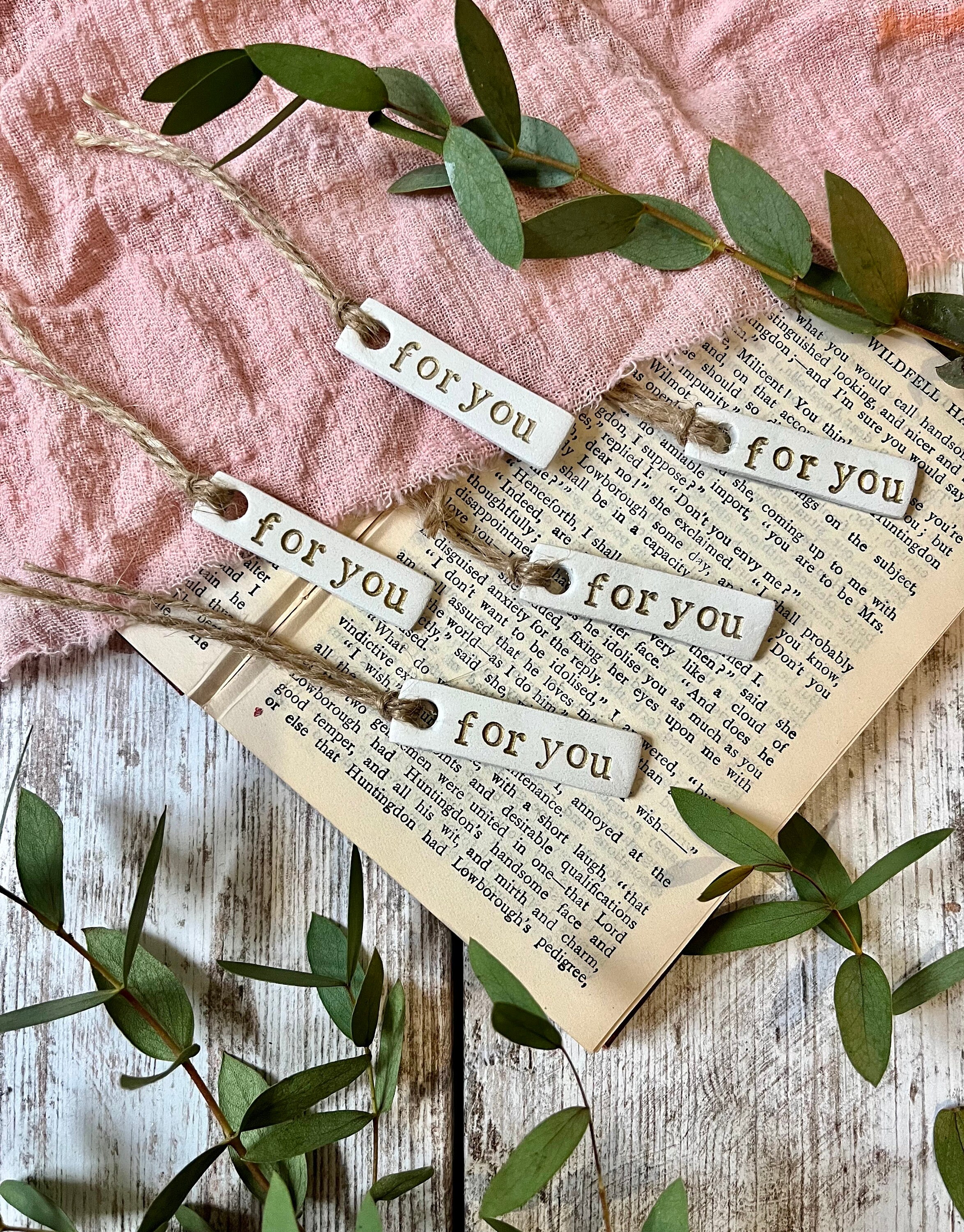 Handmade ‘for You’ Golden Clay Present Tags / Wedding Favour Tags ...