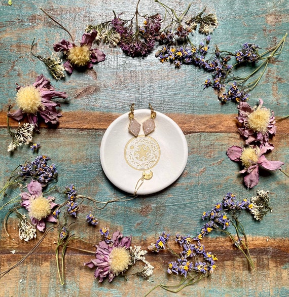 Gold Celestial Clay Ring Dish / Pretty Trinket Dish / - Etsy