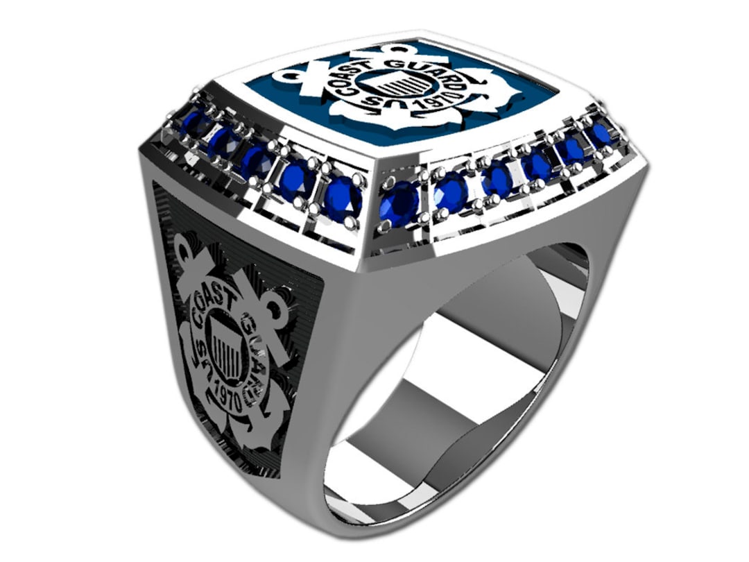 US Coast Guard Mens Ring - Championship Style With 22 Cz's - Etsy