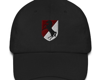 11th Armored Cavalry Regiment Black Baseball Cap/hat, W/shadow, and W ...