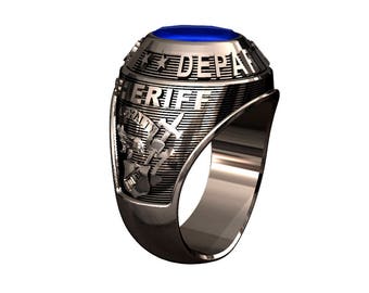 Men's Heavy 0.925 Sterling Silver Police Ring Band - Etsy