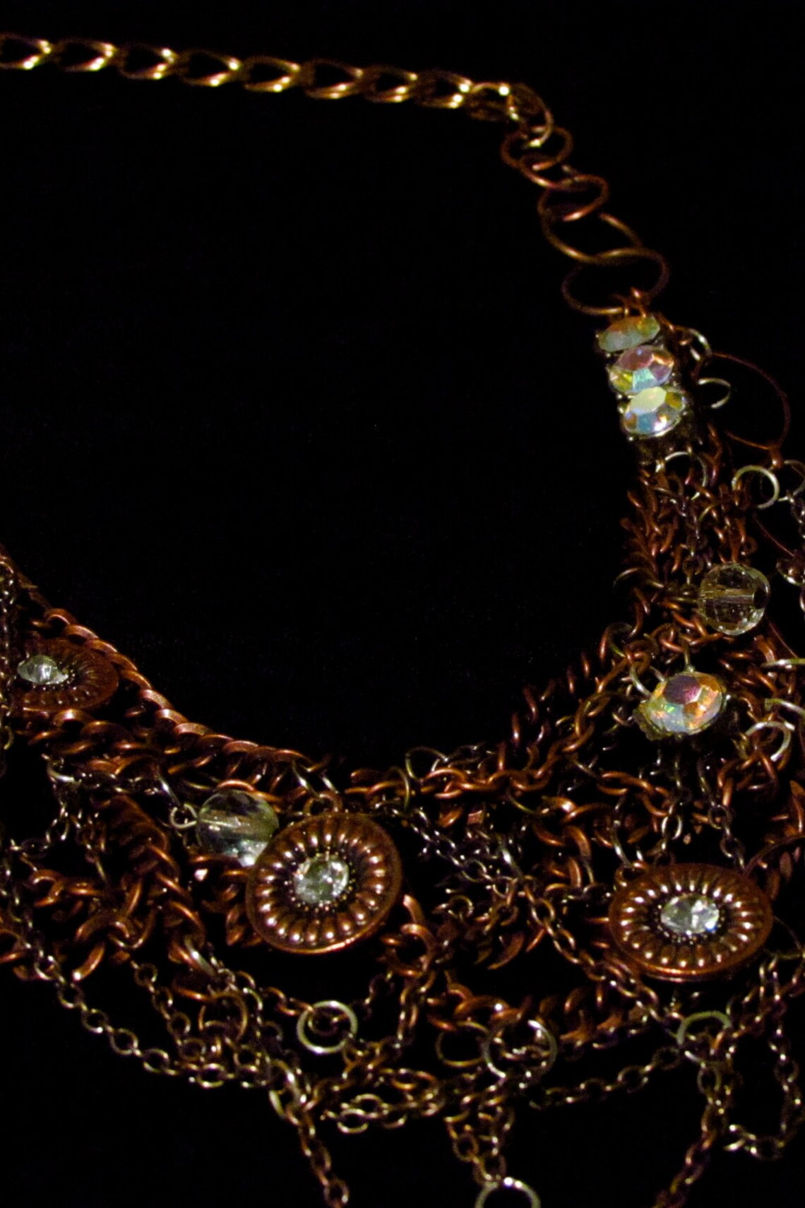 Copper Rhinestone Statement Necklace - Etsy
