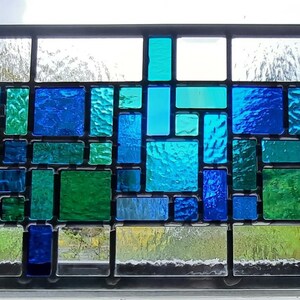 Stained Glass Blue Turquoise Mint Green Ocean Modern Abstract - Etsy