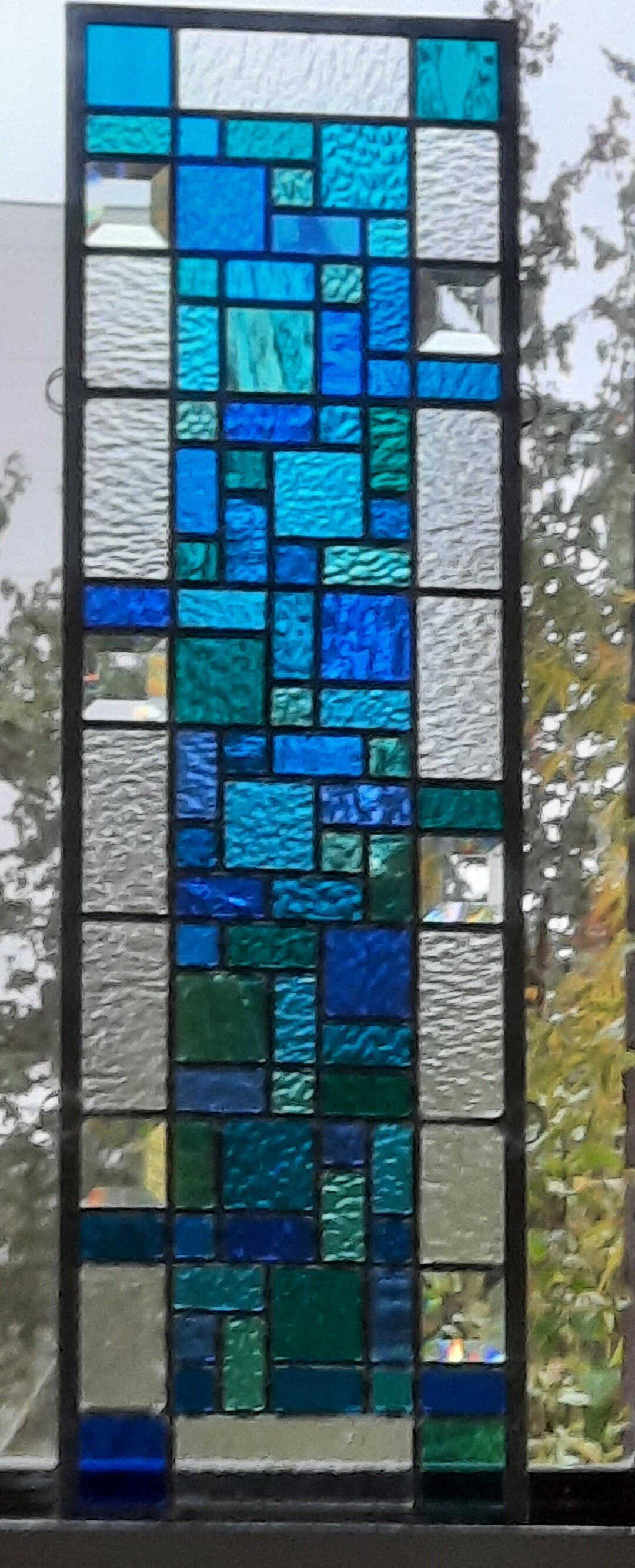 Stained Glass Blue Turquoise Mint Green Ocean Modern Abstract - Etsy