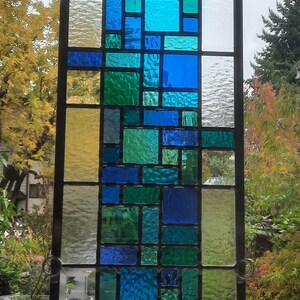 Stained Glass Blue Turquoise Mint Green Ocean Modern Abstract - Etsy