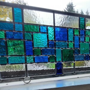 Stained Glass Blue Turquoise Mint Green Ocean Modern Abstract - Etsy