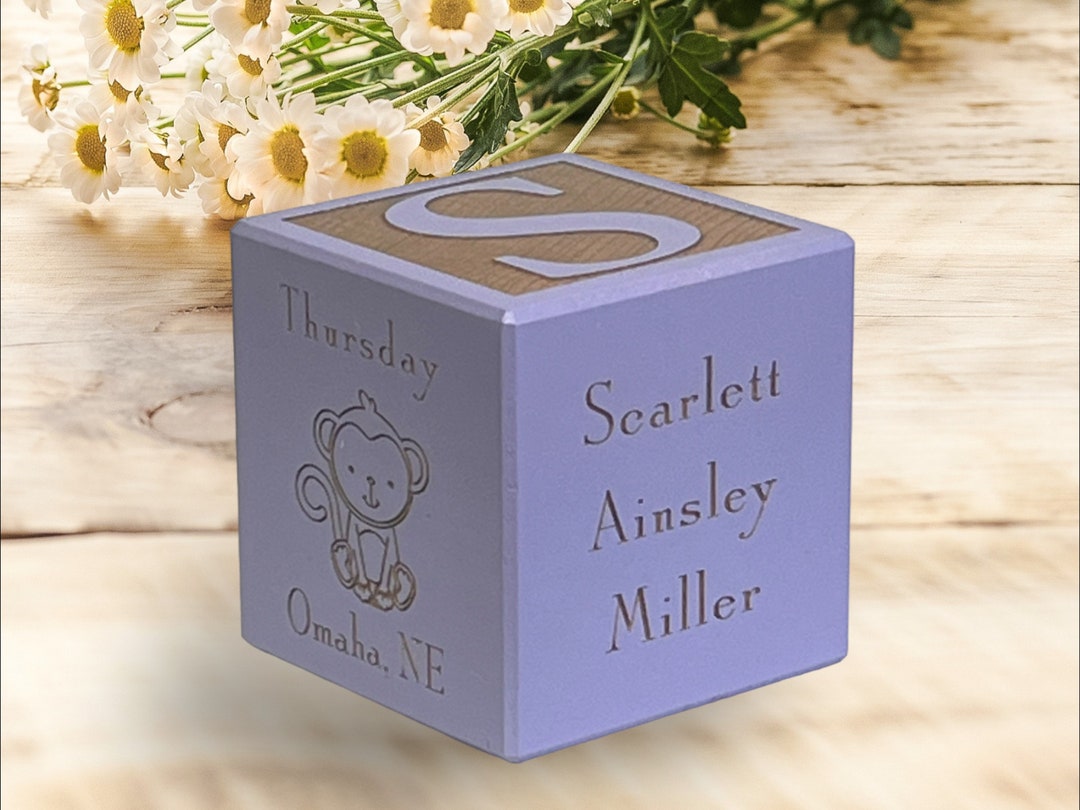 Baby Keepsake Block for Baby Girl, Natural Personalized Baby Gifts ...