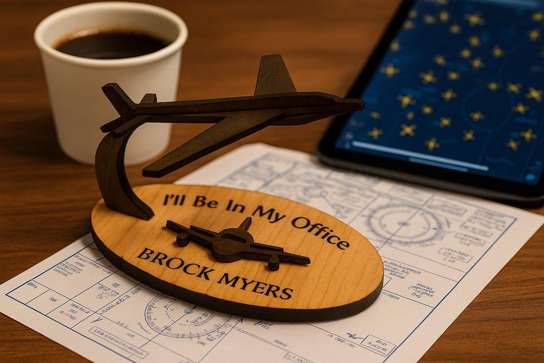 Personalized Wooden Airplane Desk Decor: Pilot Aviation Gift - Etsy