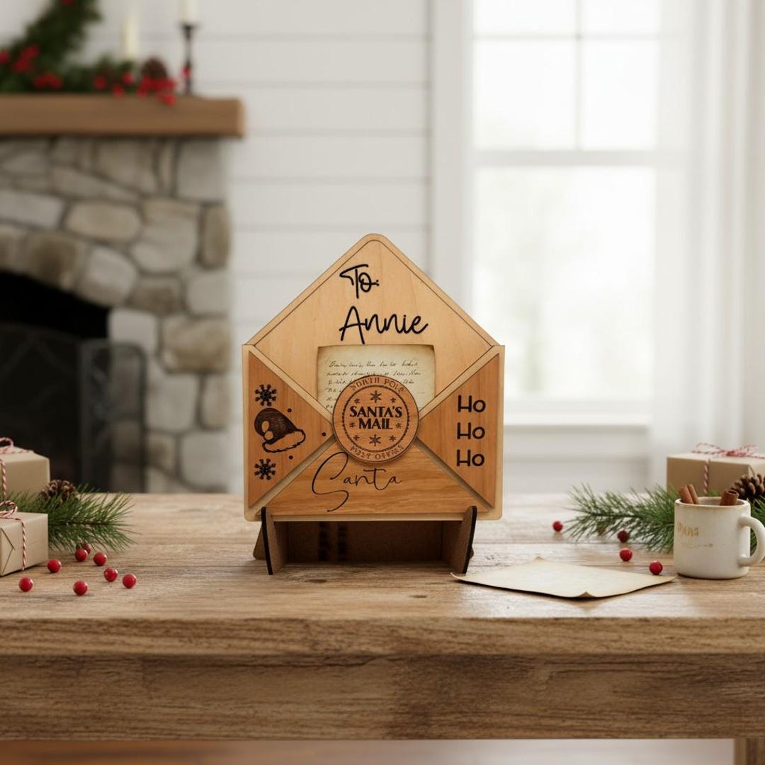 Personalized Wooden Envelope: Letter From Santa Holder - Red, Green ...
