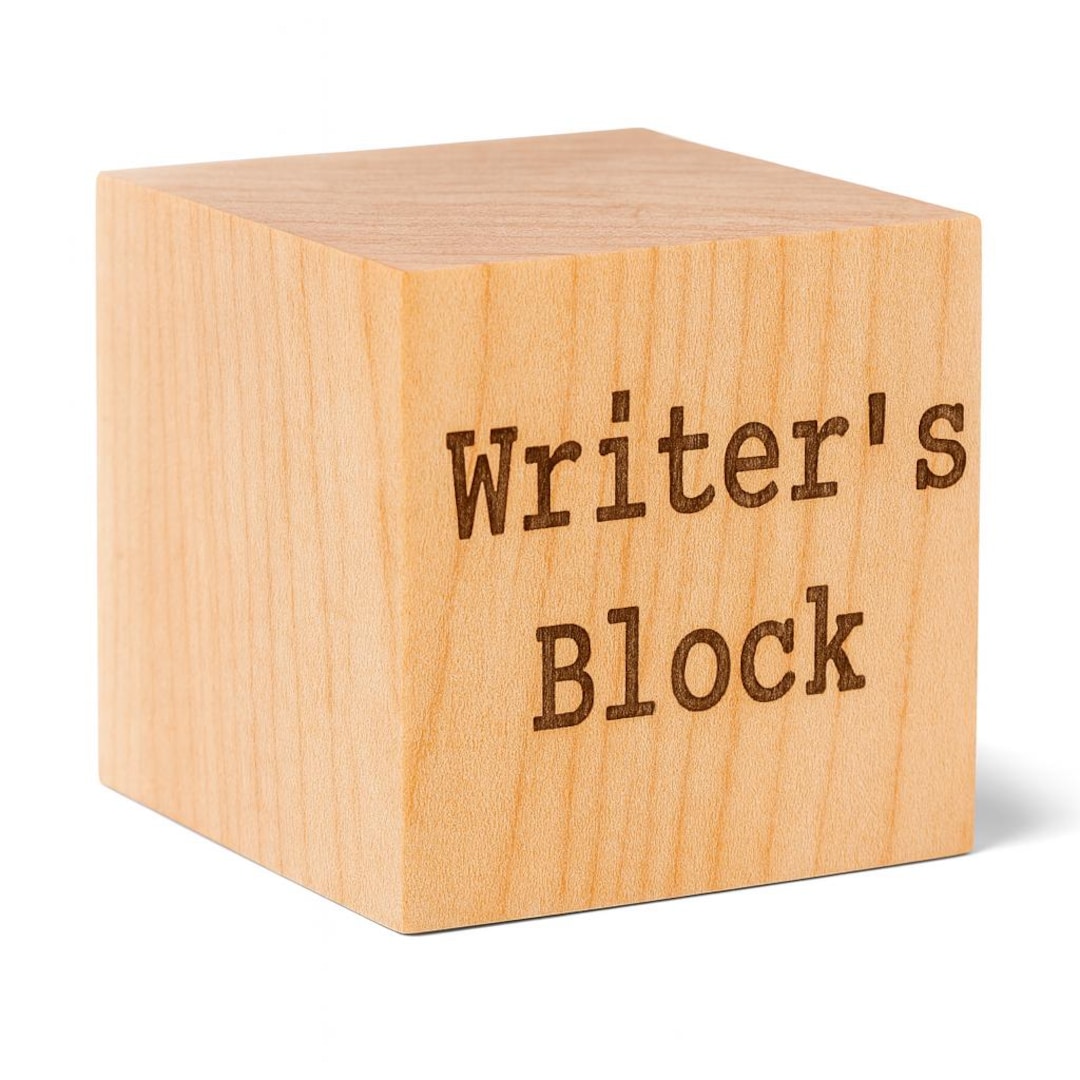 Writer’s Block- Engraved Wooden Paperweight: Maple Block Keepsake 2-4 ...