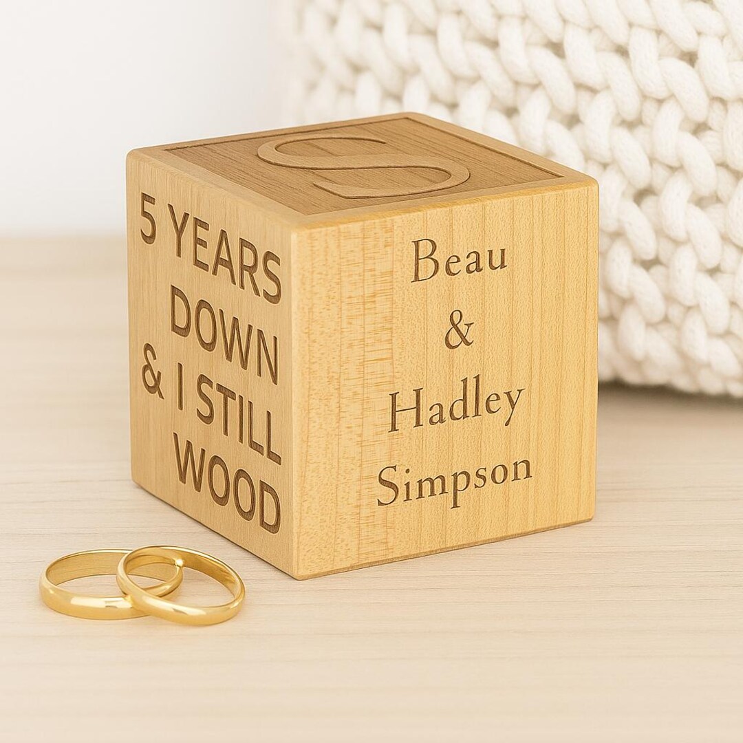 Personalized 5th Anniversary Wood Block: Engraved Couples Keepsake - Etsy