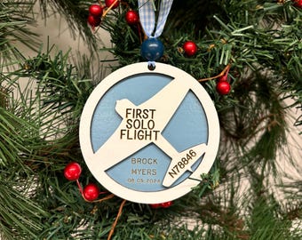 Personalized First Solo Flight Christmas Ornament Student Pilot Metal ...