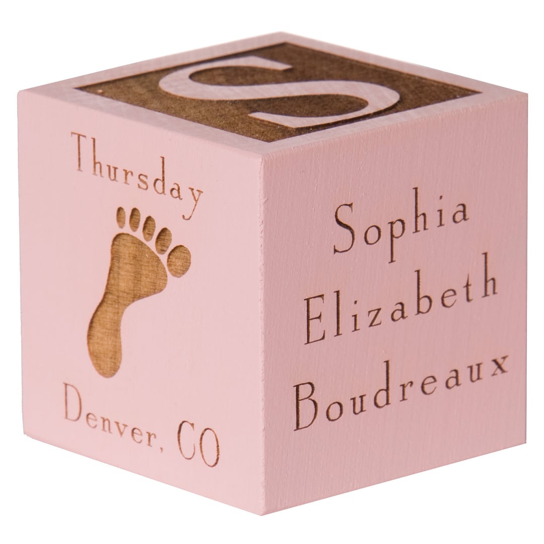Baby Block: Personalized Engraved Wooden Name Cube Birth Stats, Hard ...