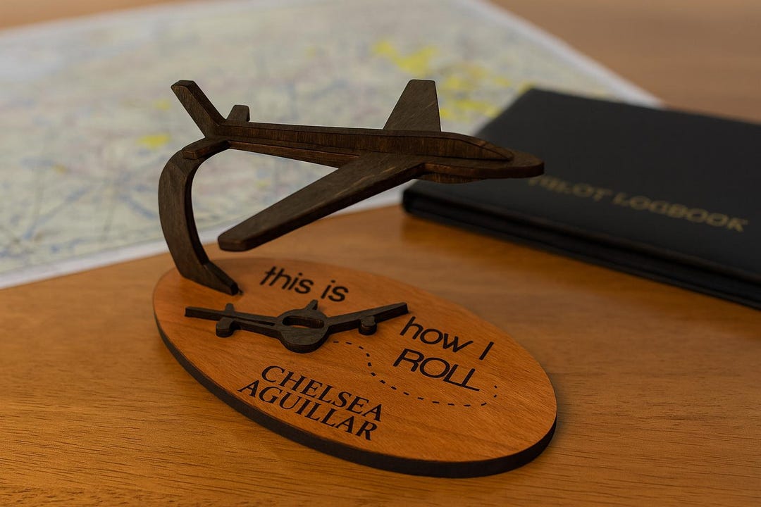 Personalized Wooden Airplane Desk Decor: Pilot Gift, Aviation Keepsake ...