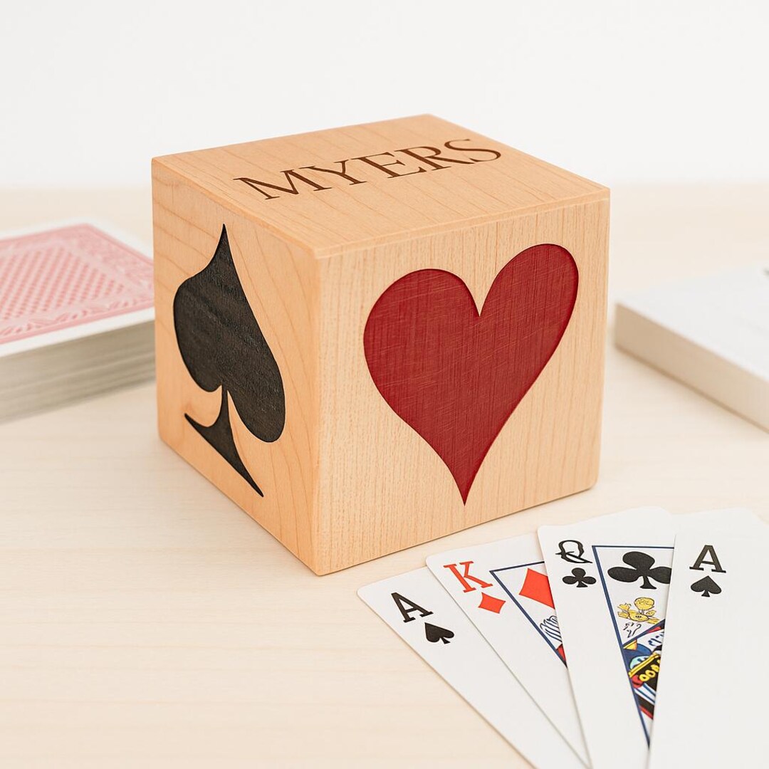 Custom Trump Marker Cube – Engraved Wooden Euchre, Pinochle, Bridge ...