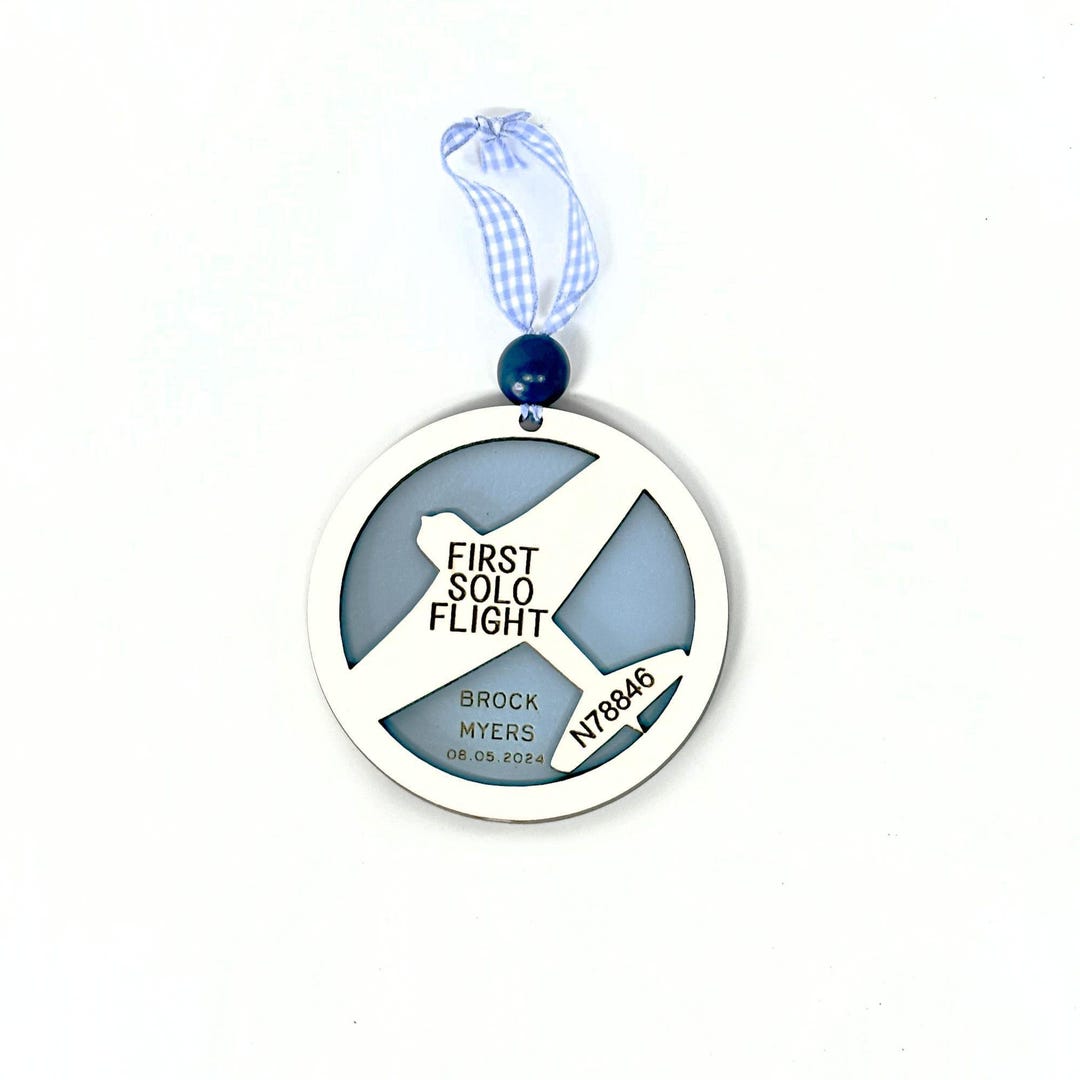 Personalized Pilot First Solo Flight Ornament: Engraved Wooden Airplane ...