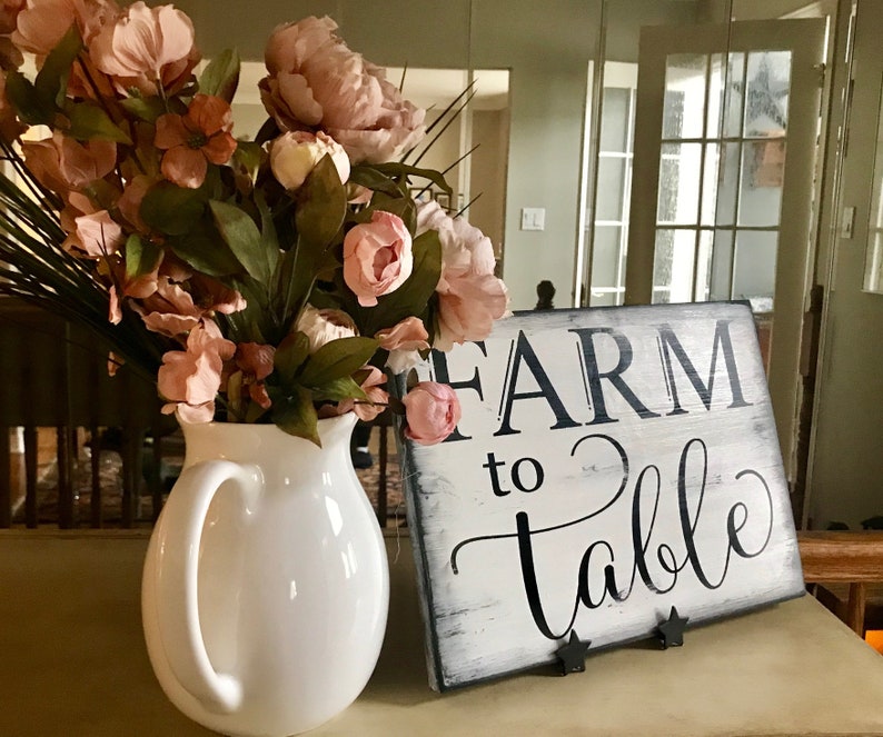 Farm to Table Primitive Rustic Shabby Chic Painted Wooden Sign - Etsy