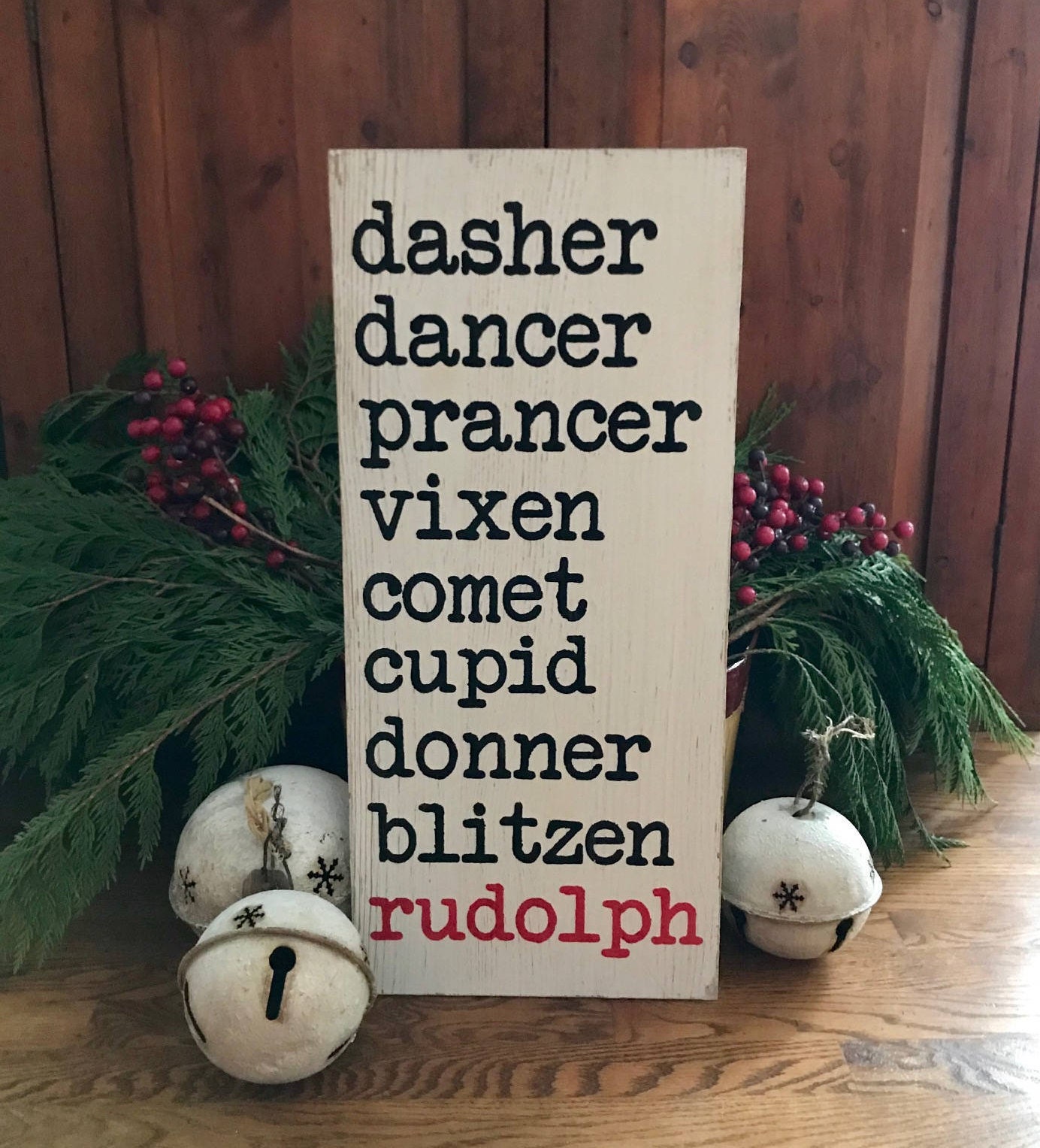 Reindeer Names Christmas Wooden Primitive Rustic Sign - Etsy