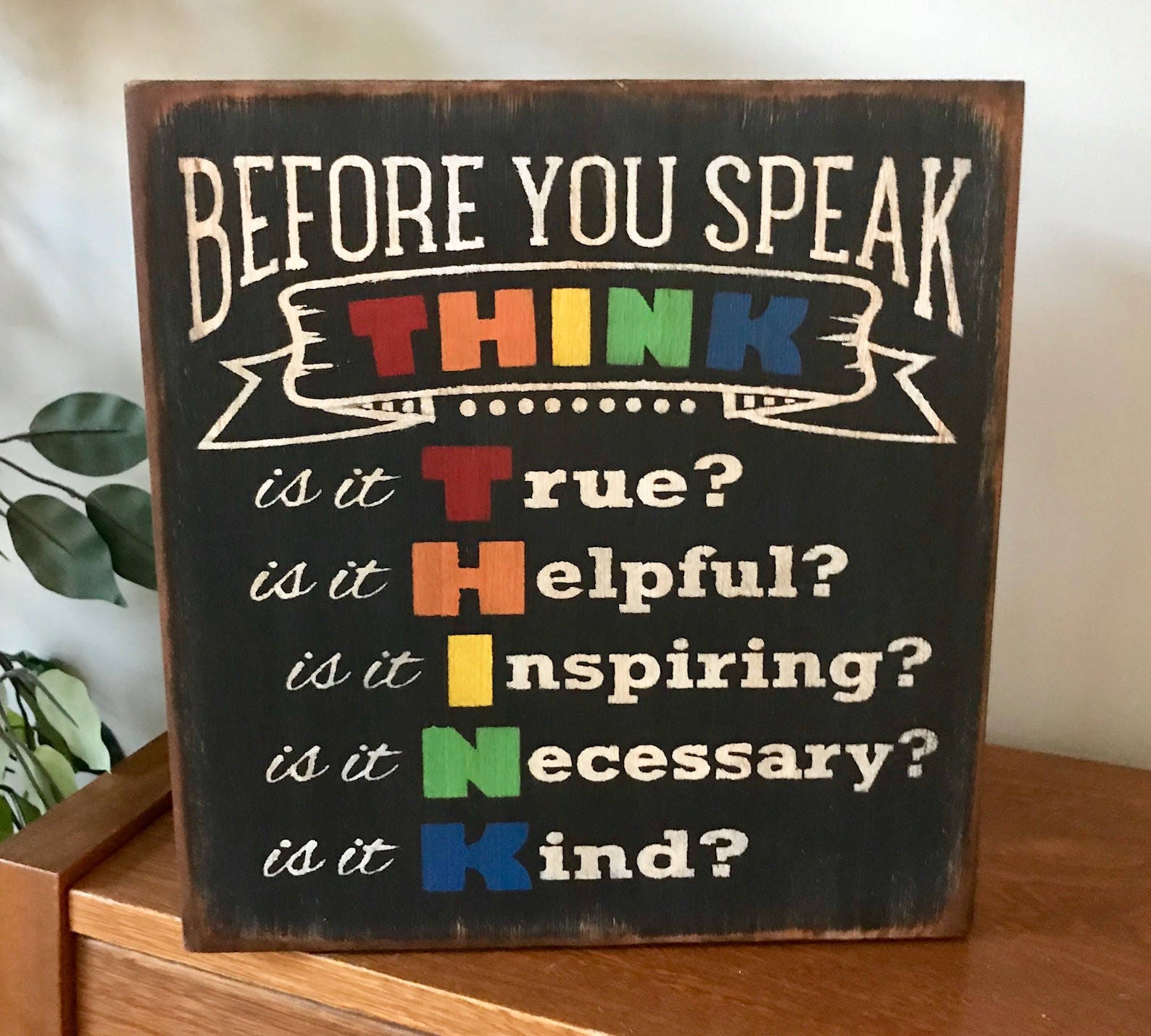 Before You Speak THINK Wooden Primitive Sign - Etsy Canada