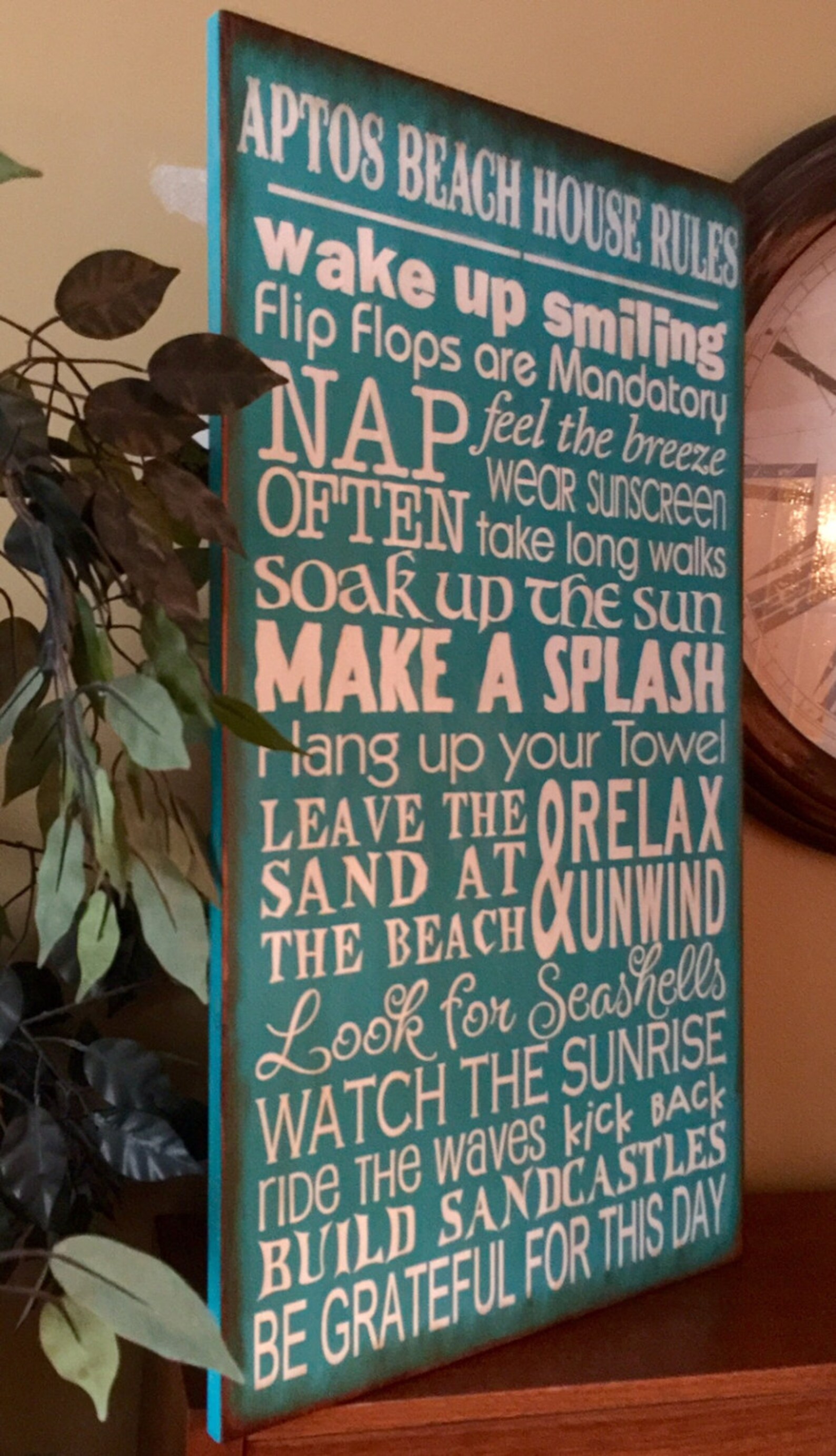 Personalized Large Beach Rules Wooden Typography Primitive | Etsy