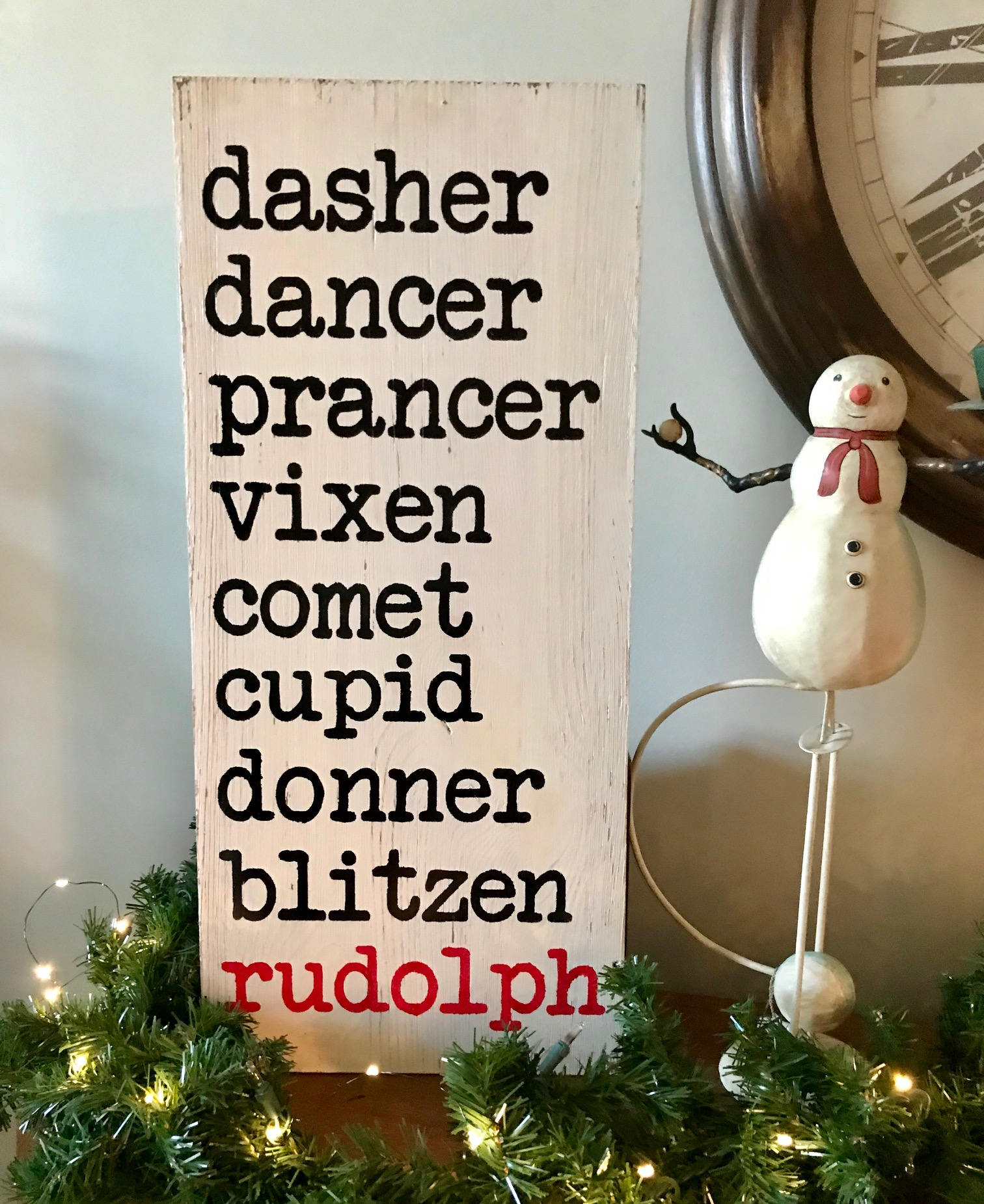 Reindeer Names Christmas Wooden Primitive Rustic Sign - Etsy