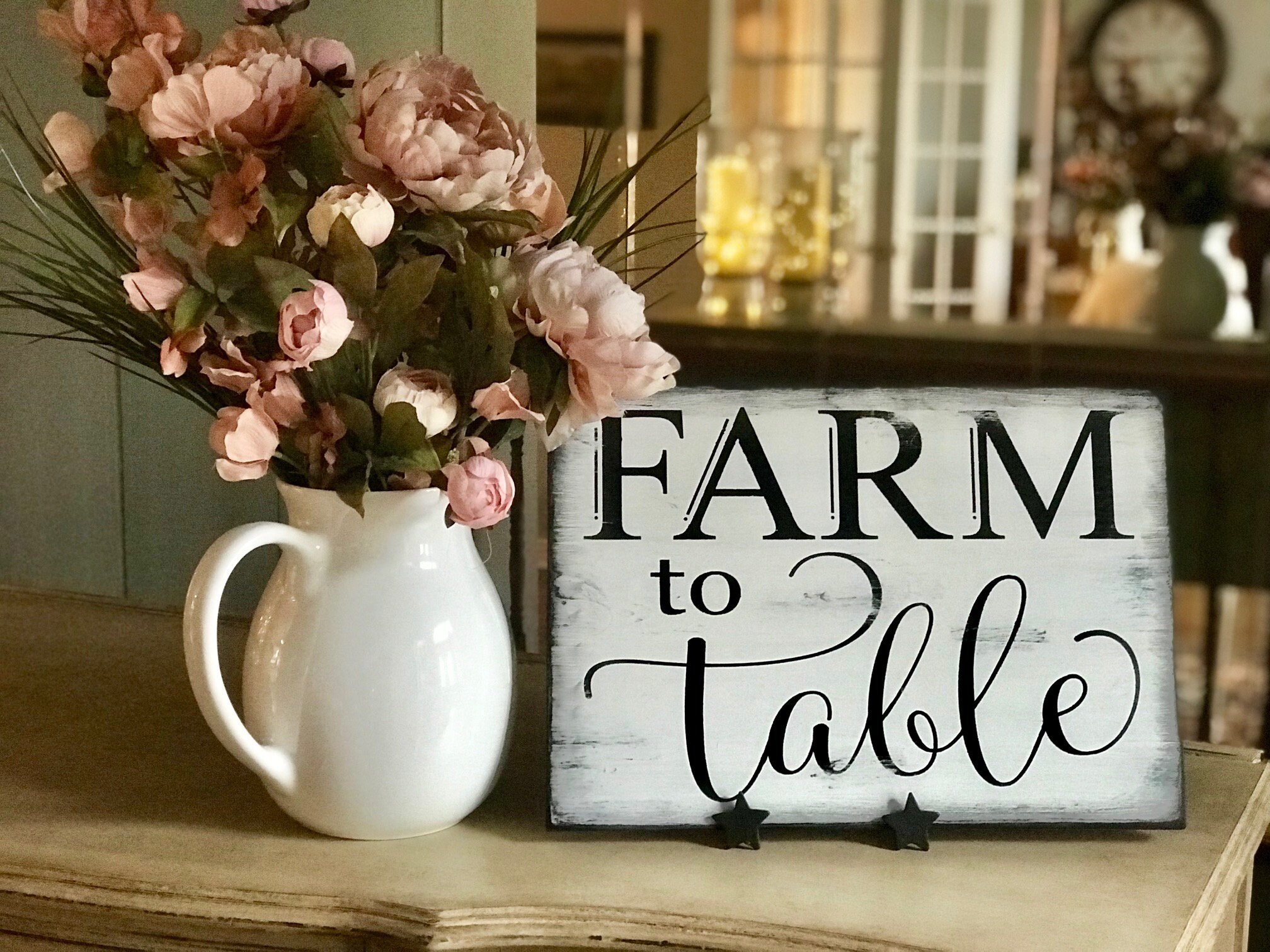 Farm to Table Primitive Rustic Shabby Chic Painted Wooden Sign - Etsy