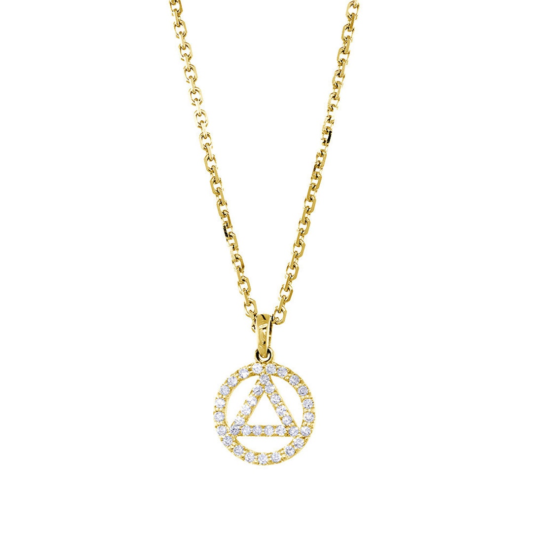 10mm Alcoholics Anonymous AA Sobriety Pendant and Chain, 0.20CT, 16 ...