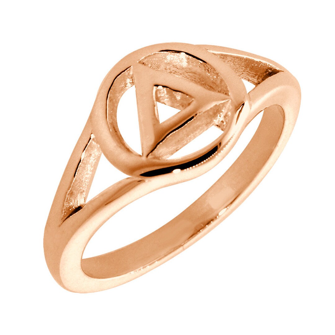 10mm Wide Alcoholics Anonymous AA Sobriety Ring in 14k Pink, Rose Gold ...