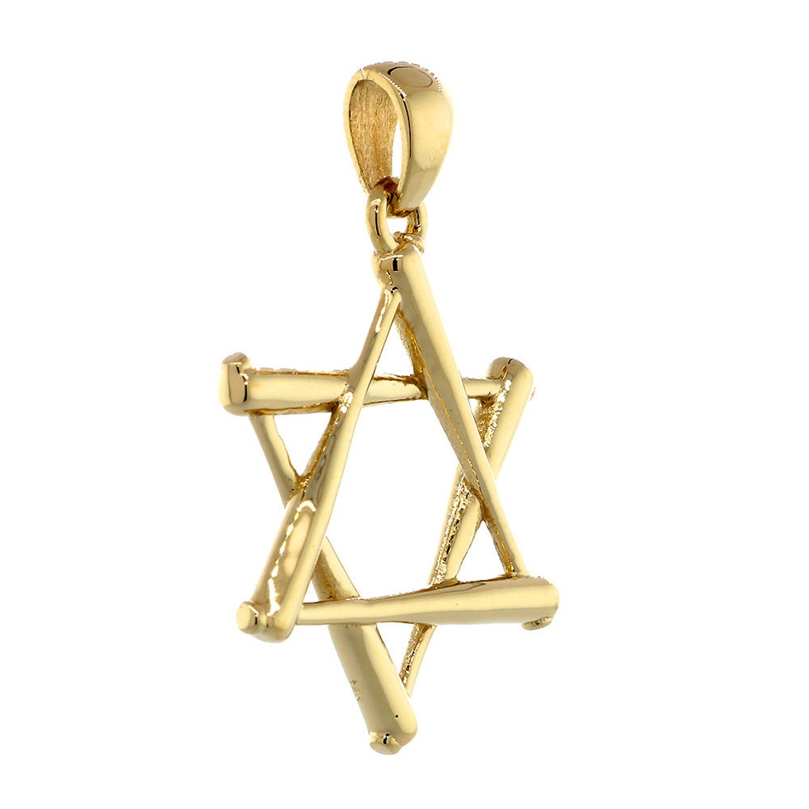 Large Jewish Star of David Baseball Bats Charm in 14k Yellow - Etsy