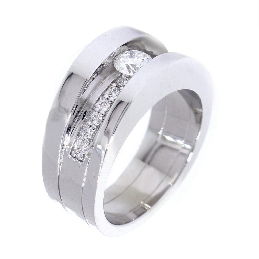 Mens Channel Ring Setting for a 4mm Round Diamond Center, 0.13CT Total ...