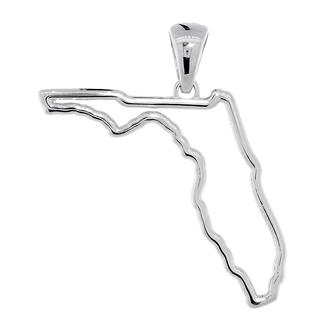 26mm Open State of Florida Charm in Sterling Silver - Etsy