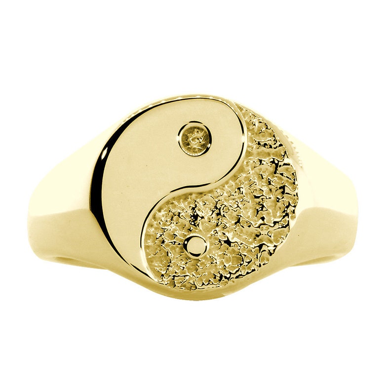 Solid Yin Yang Ring 14mm in 14k Yellow Gold - Etsy