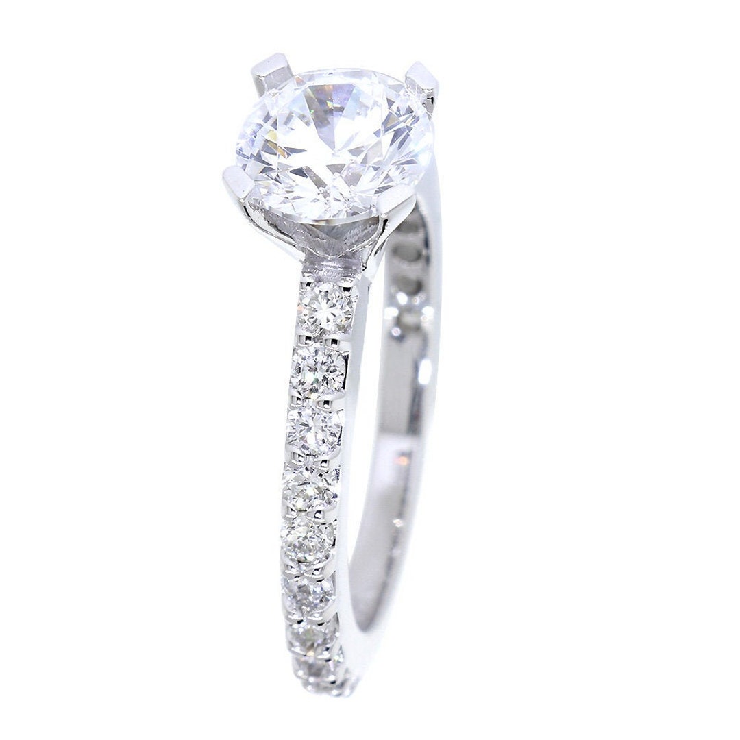 Engagement Ring Setting for a 1.0CT Round Diamond Center, 0.60CT Total ...