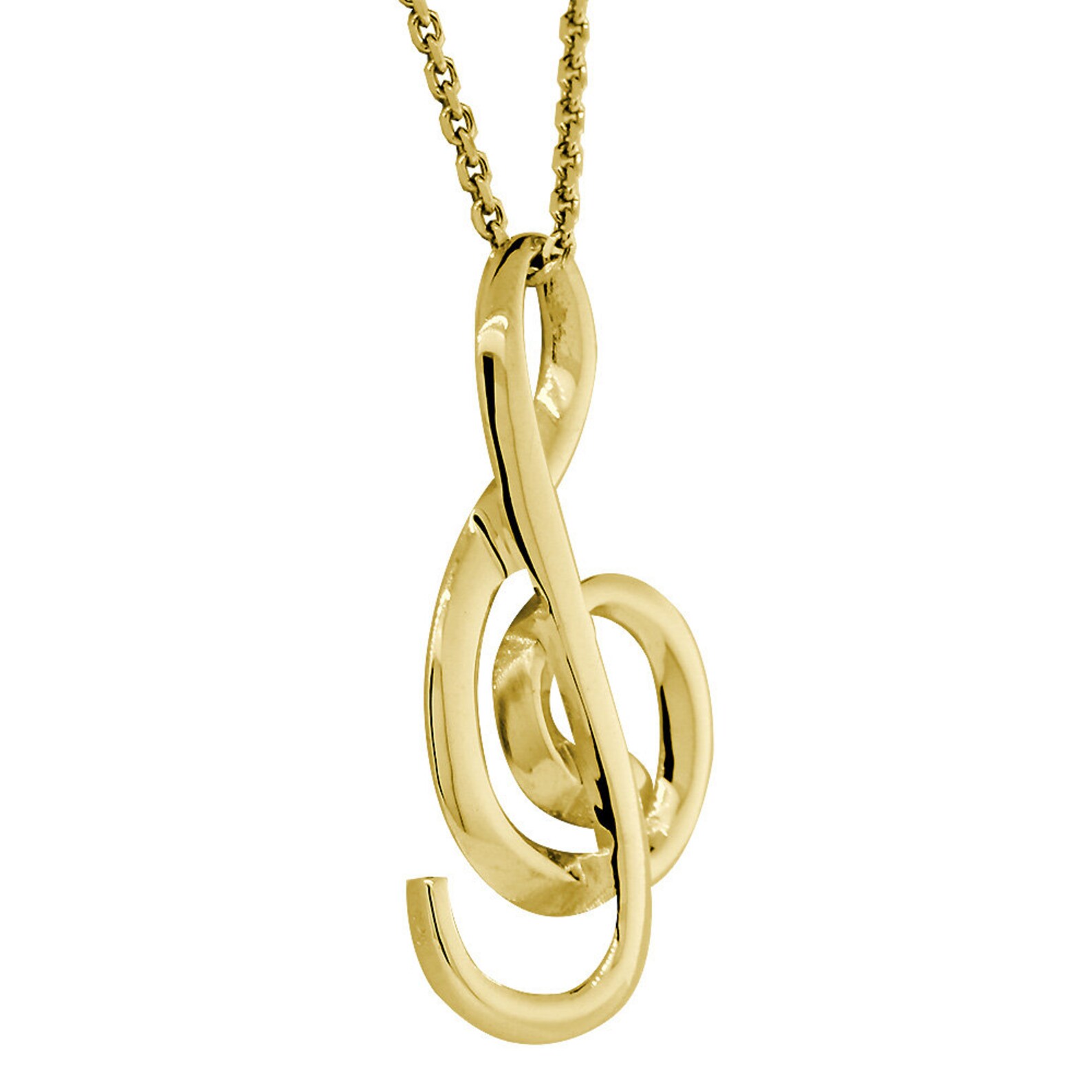 31mm Flowing Treble Clef Ribbon Charm and Chain in 14k Yellow - Etsy