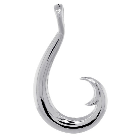 Mens or Ladies 45mm Smooth Fish Hook Charm in Sterling Silver - Etsy