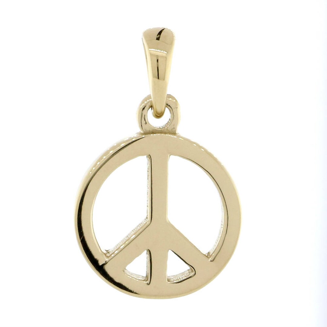 Small Peace Charm in 18k Yellow Gold - Etsy