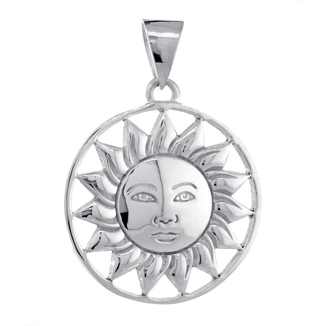 30mm Sun in His Splendor, in His Glory, Face on Sun Charm in 14k White ...