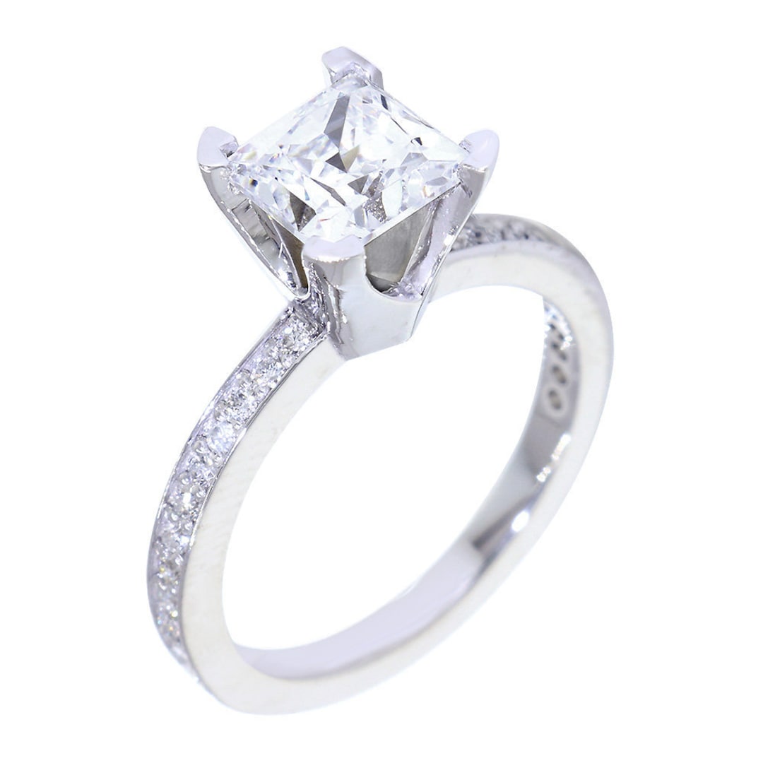 Princess Cut Diamond Engagement Ring Setting in 14K White Gold, 0.25CT ...