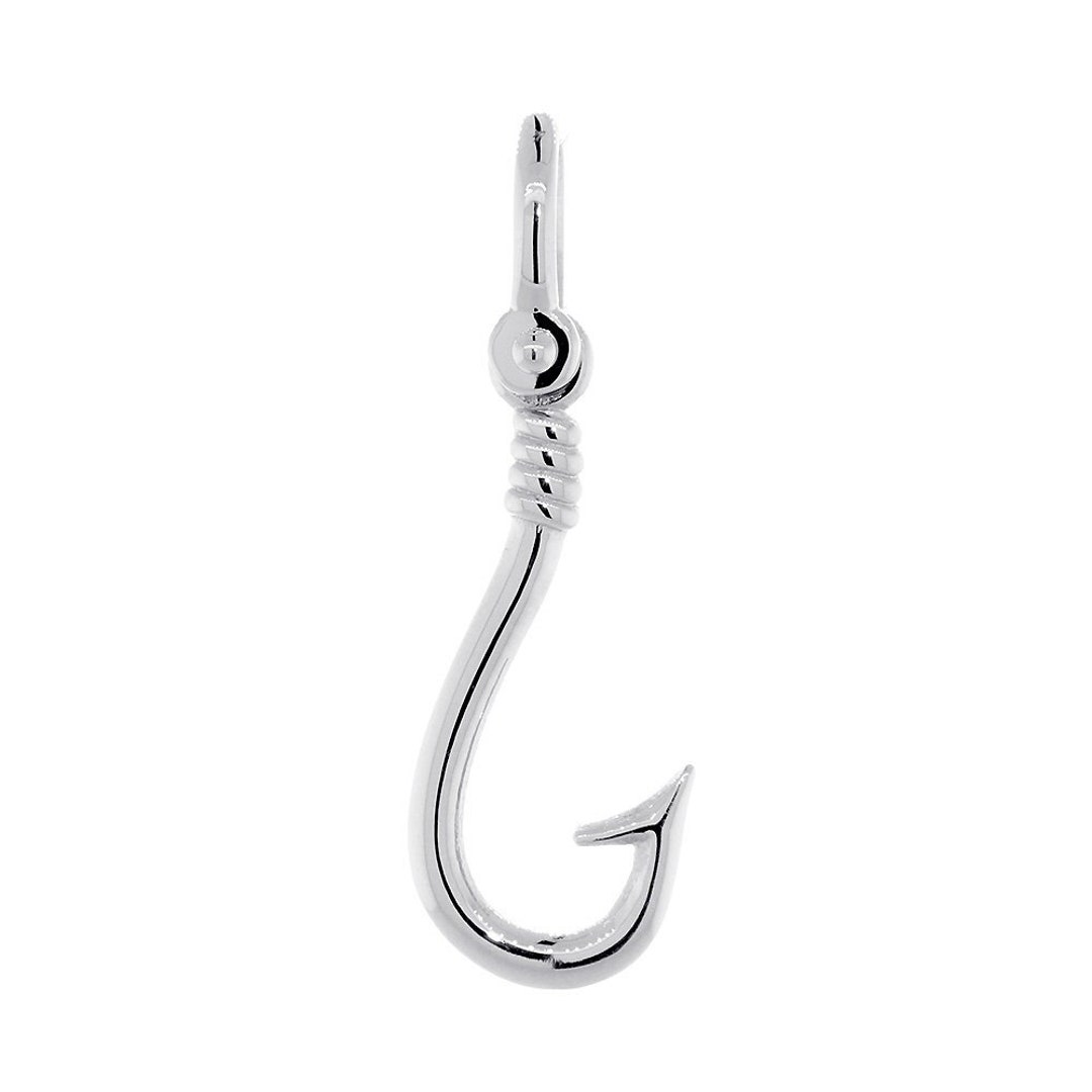 24mm Fishermans Barbed Hook and Knot Fishing Charm in 14k White Gold - Etsy