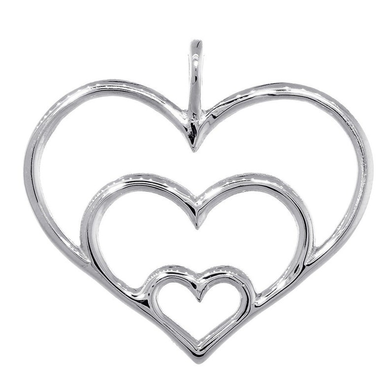 Triple Hearts Charm 23mm in 14K White Gold - Etsy