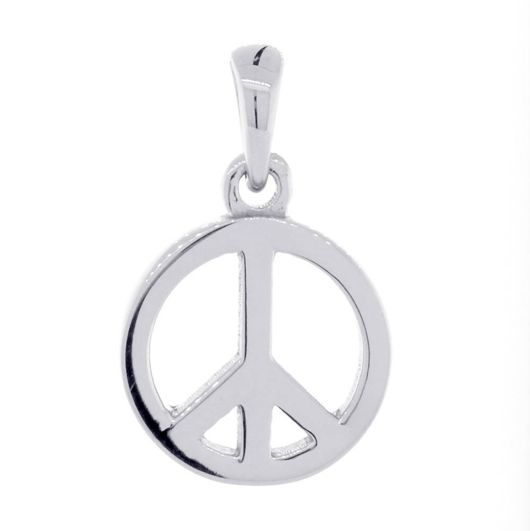 Small Peace Charm in 14k White Gold - Etsy