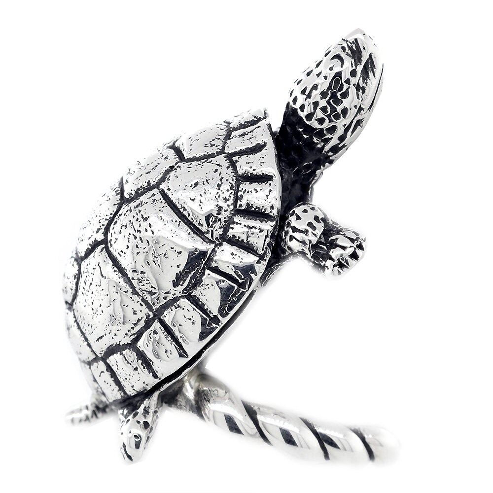 42mm Turtle Rope Ring with Black in 14k White Gold - Etsy.de